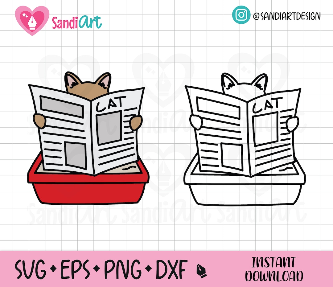 Doodle Cat Litter Box, EPS, SVG, PNG, Dxf, Outline, Commercial Use - Etsy