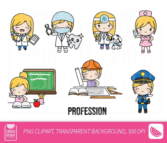 Blond Profession Clipart Chibi Girl Personal and Comercial | Etsy