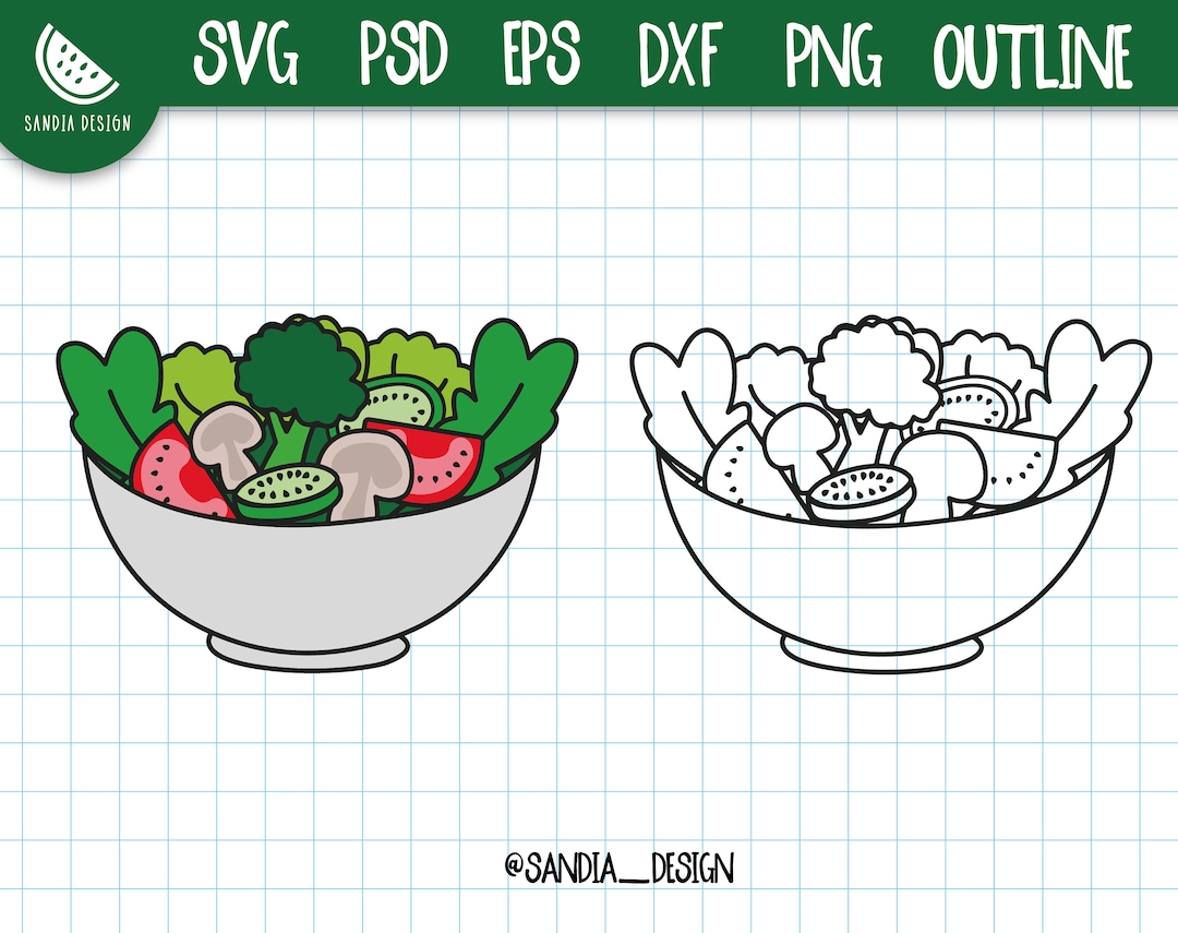 Doodle Salad, SVG, PNG, Psd, Outline, Personal and Commercial Use - Etsy