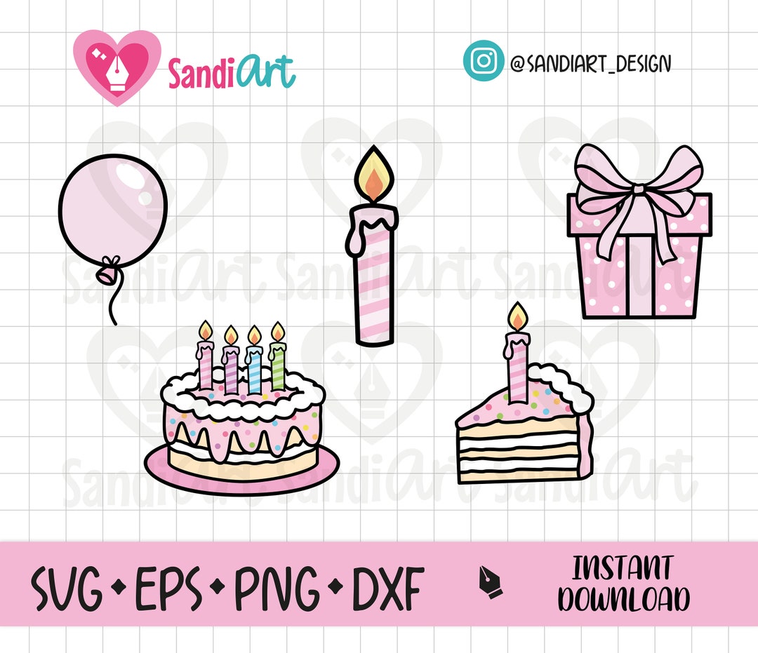 Doodle Birthday, Editable Files, SVG, EPS, PNG, Dxf, Outline ...