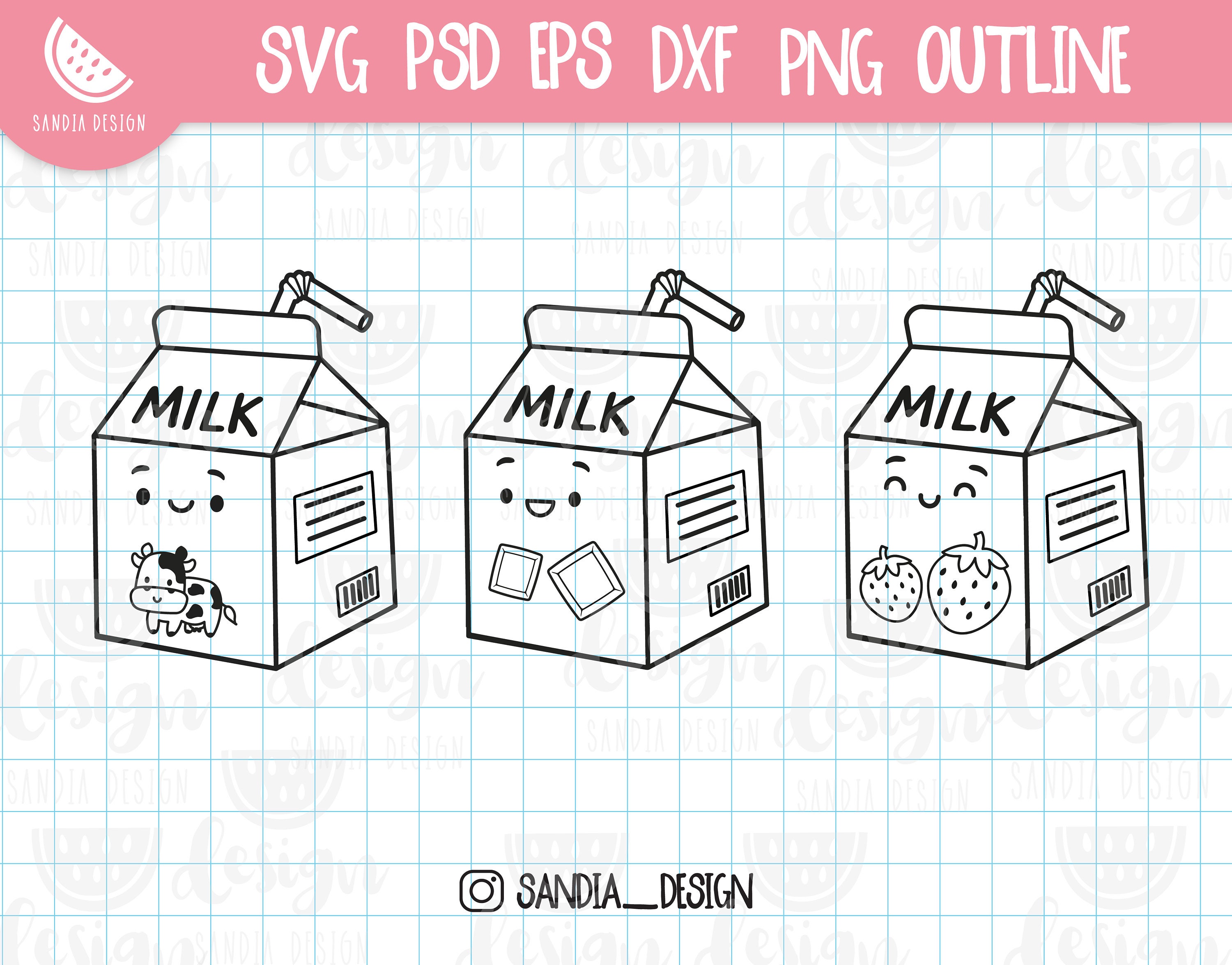 Doodle Milk, SVG, PNG, Psd, Outline, Personal and Commercial Use - Etsy ...