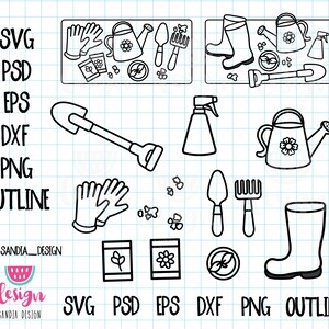 Doodle Gardening Clipart, Garden Tools, Gardening SVG, Gardening Gift ...