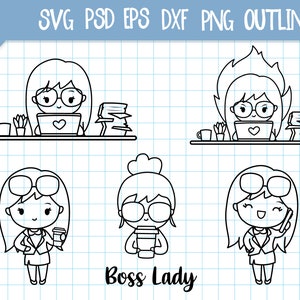 Boss Lady, Clip Art, Chibi Girl, SVG, Png, PSD, Dxf, EPS, Personal and ...