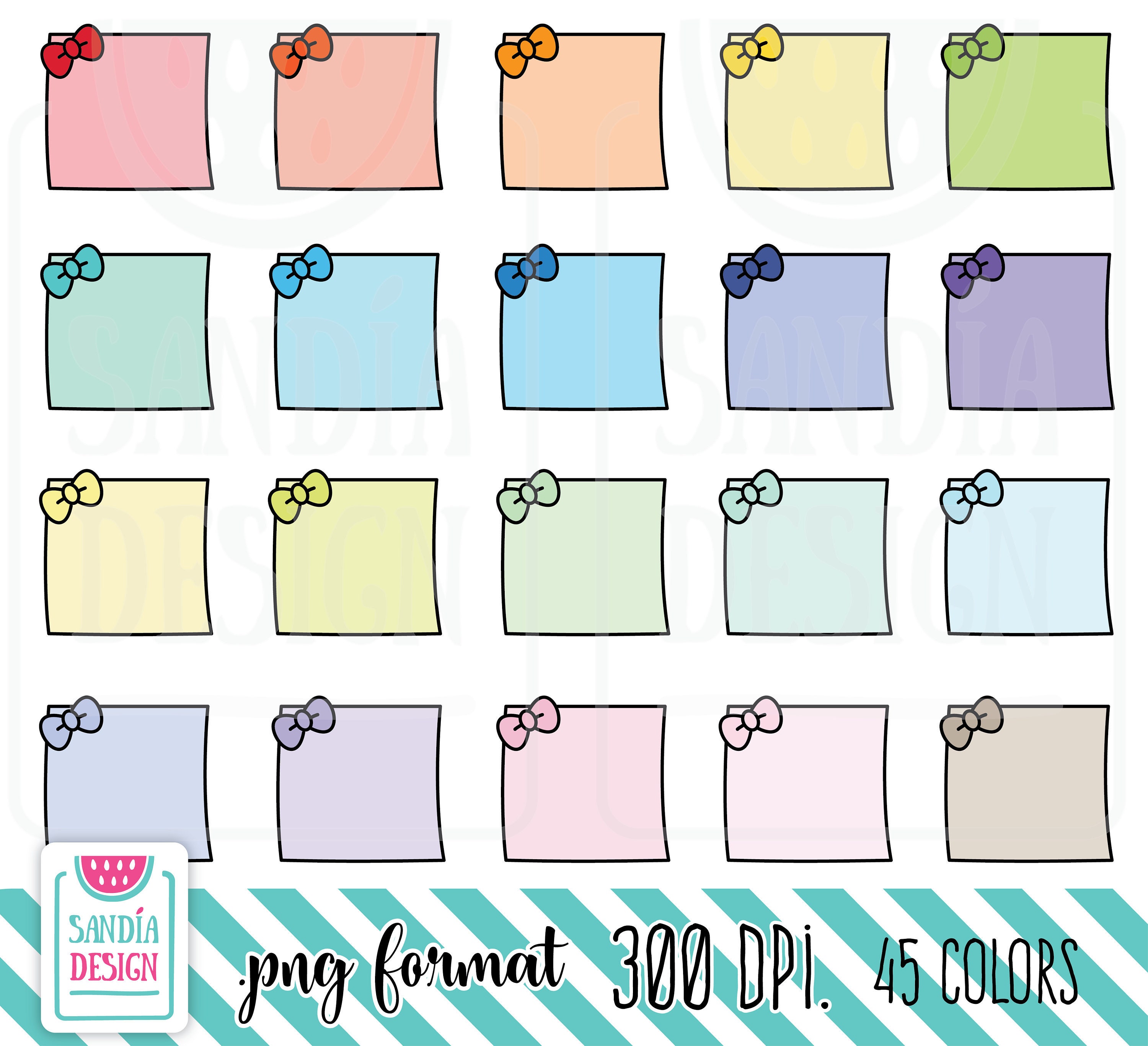 45 Doodle Sticky Note With Bow Clipart. Personal and Comercial - Etsy