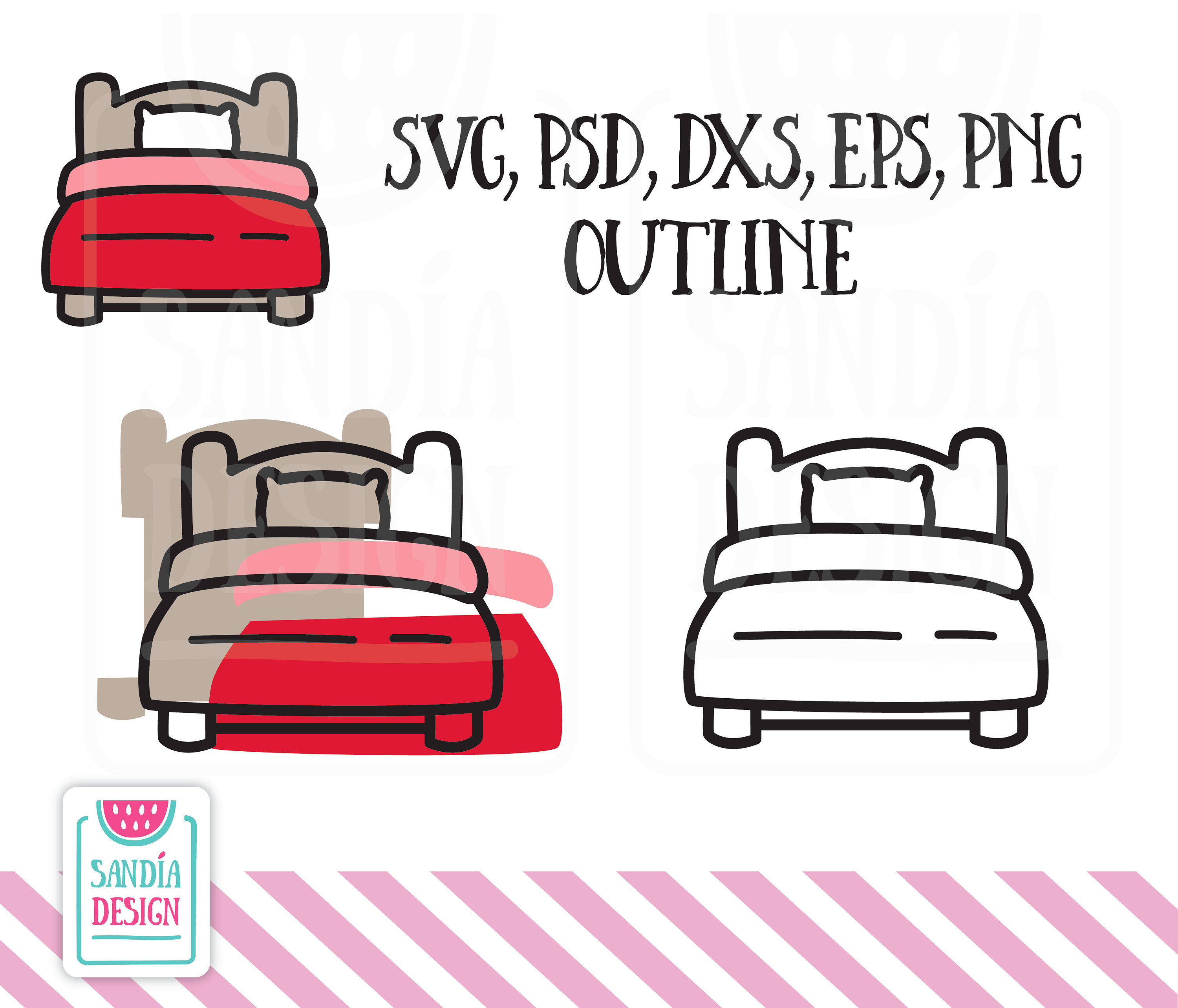 Bed, Bed Icon, Bed Doodle, Bed SVG, Bed PNG, Bed PSD, Bed Outline, Dxf ...