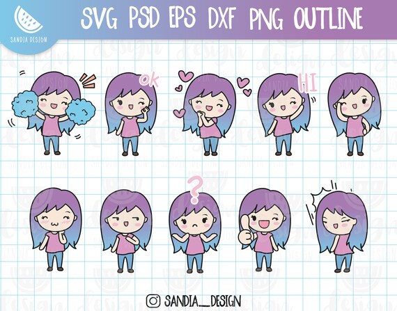 Chibi Feelings Set 2 Clip Art Chibi Moods Chibi Girl SVG - Etsy
