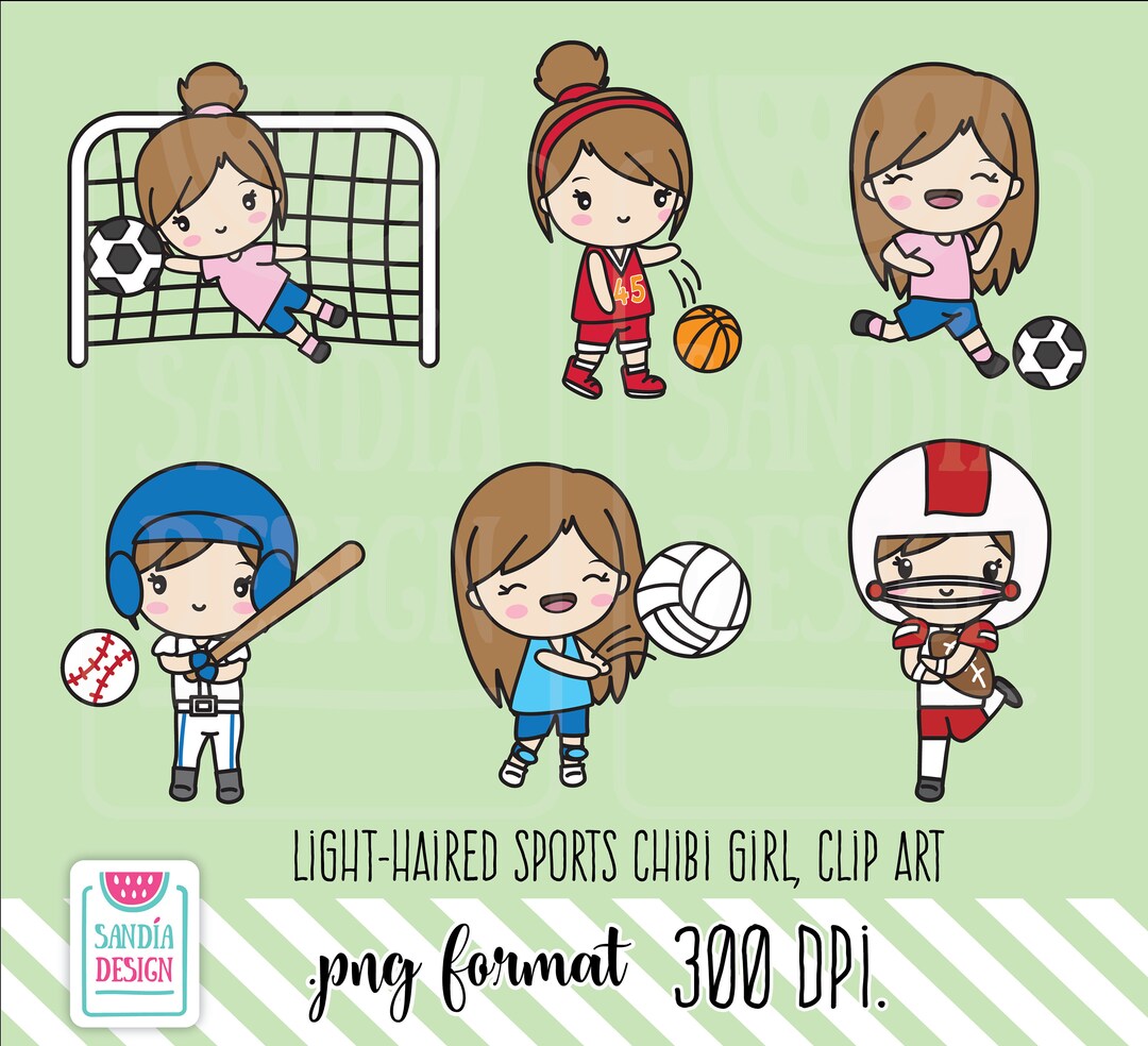 Light-haired Sports, Clipart, Chibi Girl, Personal and Comercial Use - Etsy