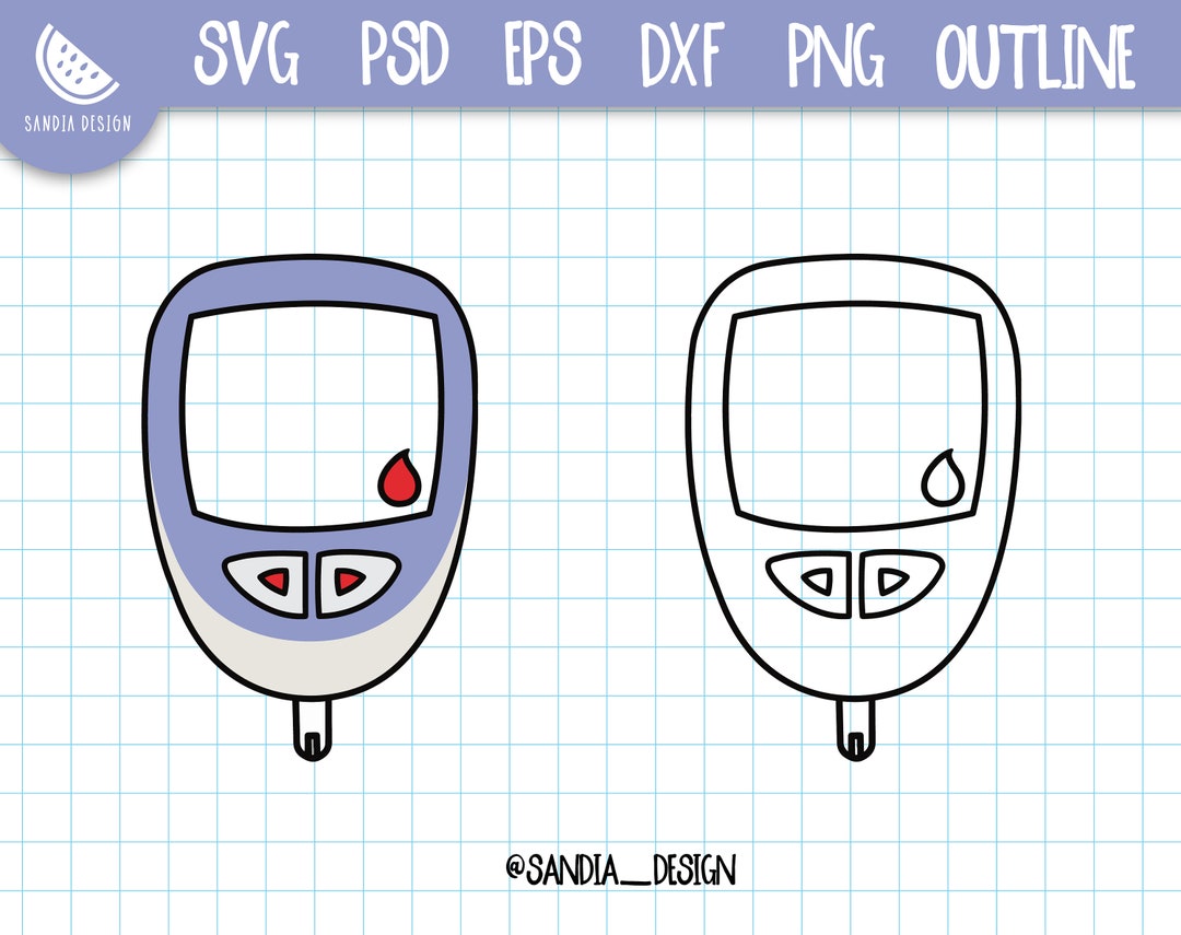 Doodle Glucometer, SVG, PNG, Psd, Outline, Personal and Commercial Use ...