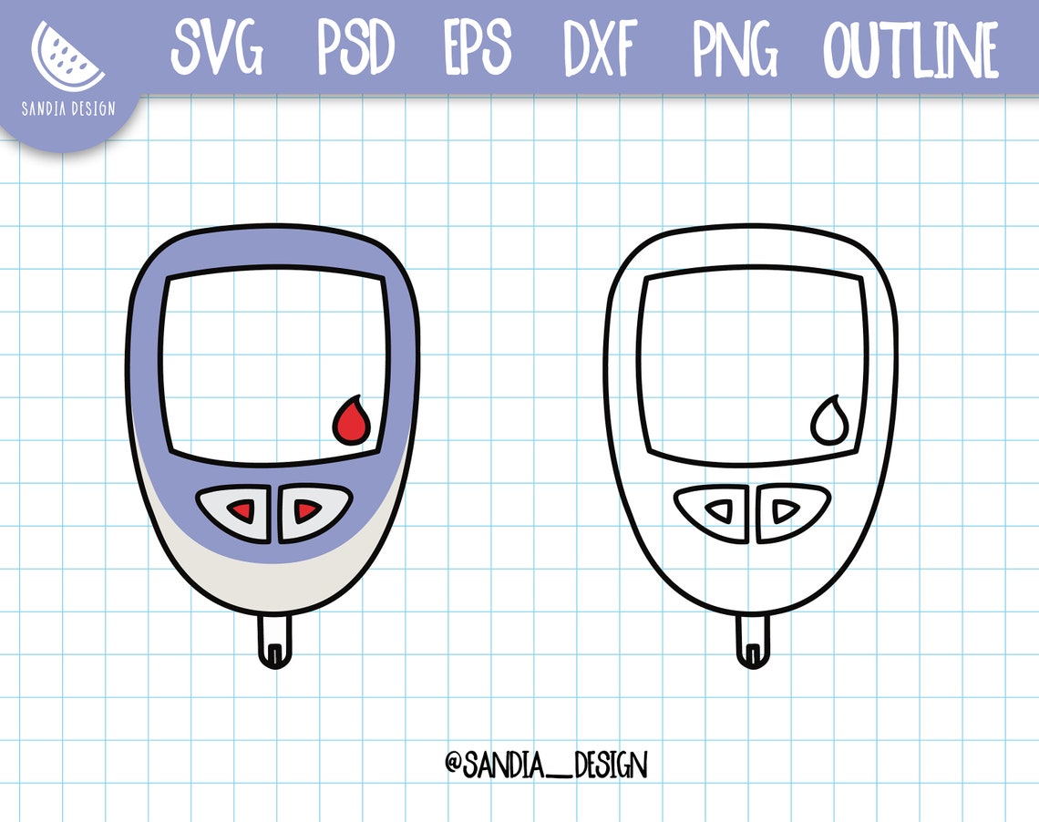 Doodle Glucometer SVG PNG Psd Outline Personal and - Etsy
