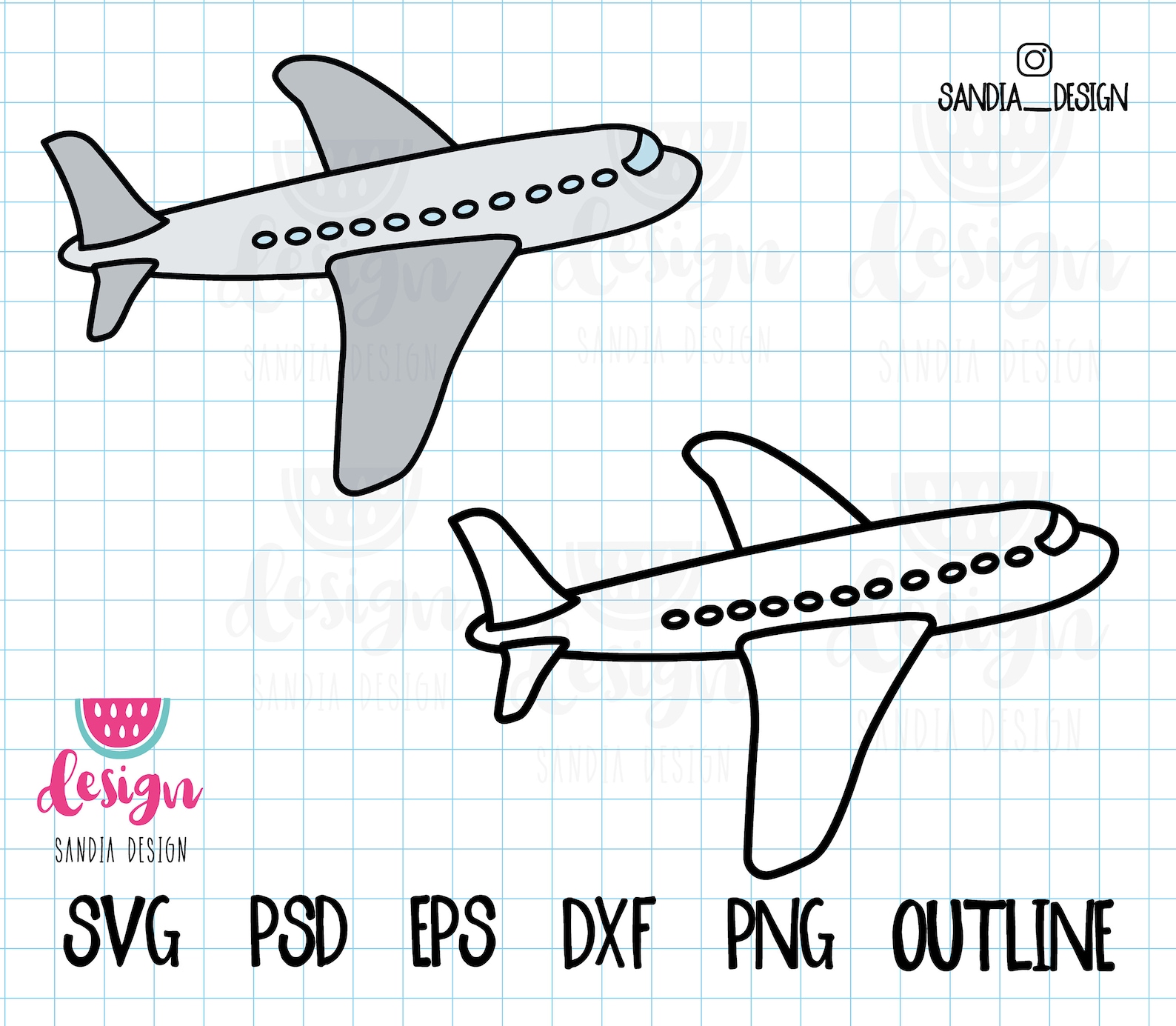 Doodle Airplane SVG PNG Psd outline personal and | Etsy