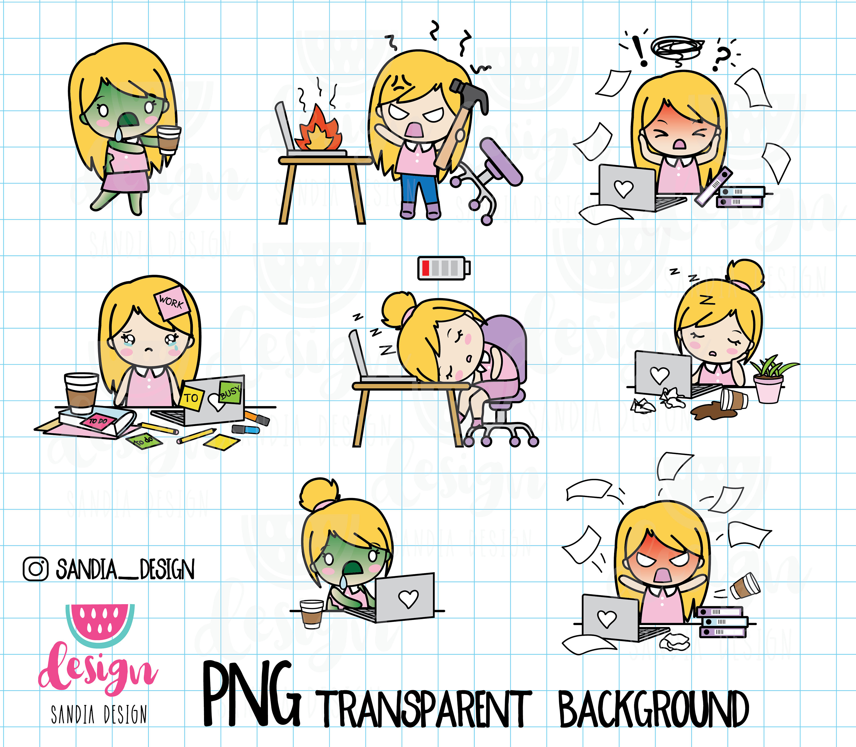Girl Working Clipart