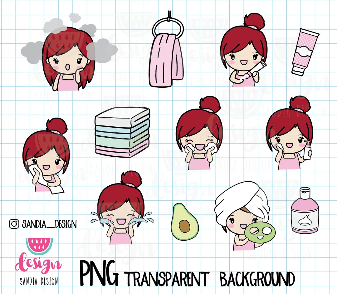 Self Care Clipart, Self Care Clip Art, Chibi Girl Sticker, Chibi, Chibi ...