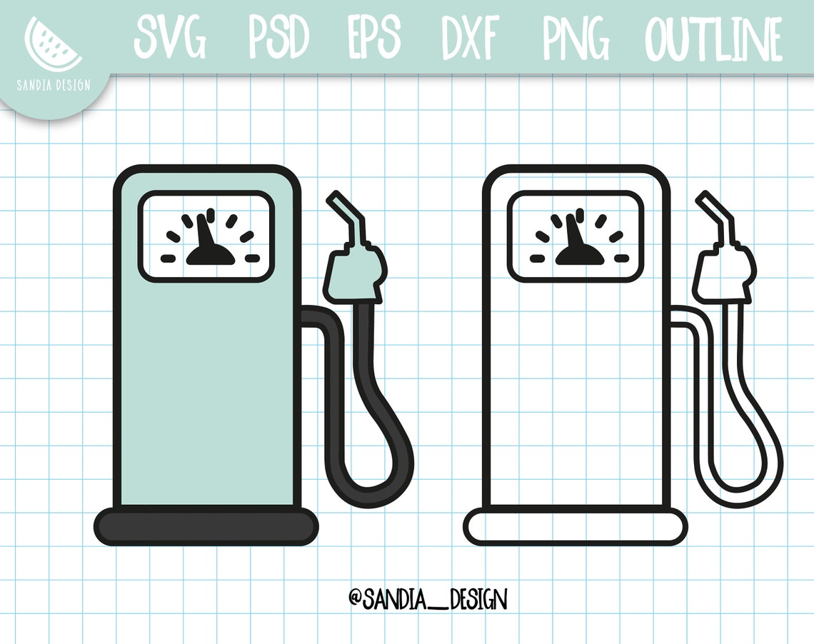 Doodle Gas Pump SVG PNG Psd Outline Personal and - Etsy