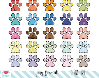 43 Rainbow Paw Prints Clipart. Personal and Comercial Use. - Etsy