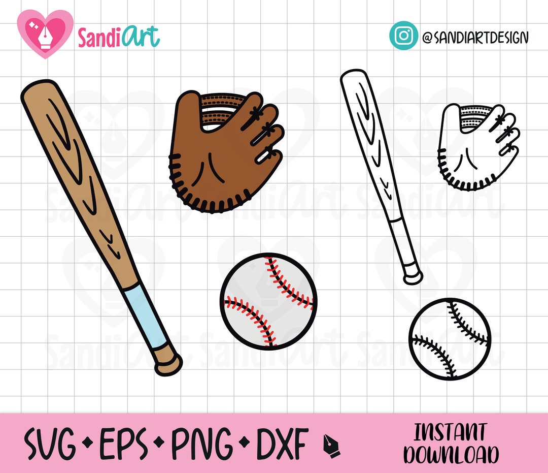 Doodle Baseball, EPS, SVG, PNG, Dxf, Outline, Personal and Commercial ...