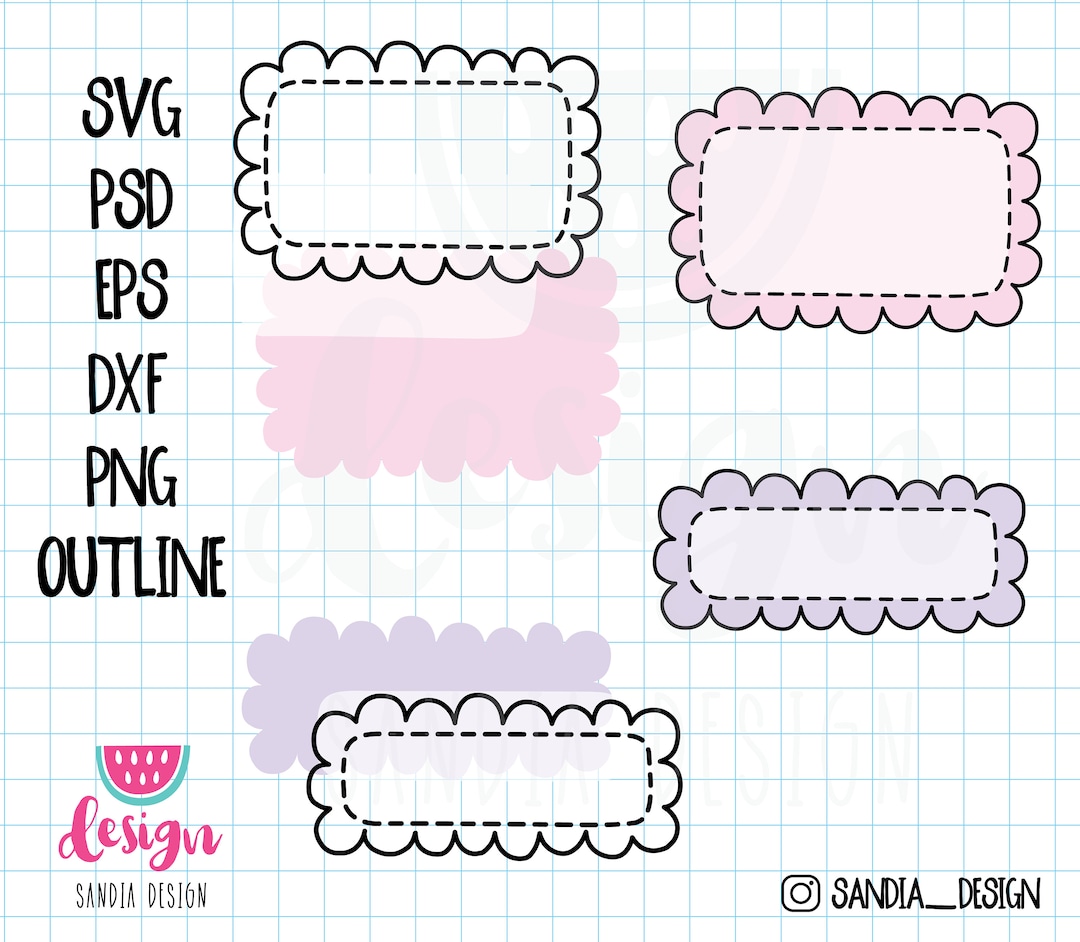Doodle Scallop Boxes, SVG, PNG, PSD, Outline, Personal and Commercial ...