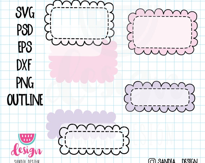 Doodle Scallop Boxes, SVG, PNG, PSD, Outline, Personal and Commercial ...