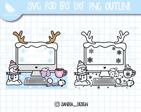 Doodle Winter Desk SVG PNG PSD Outline Work Personal and | Etsy