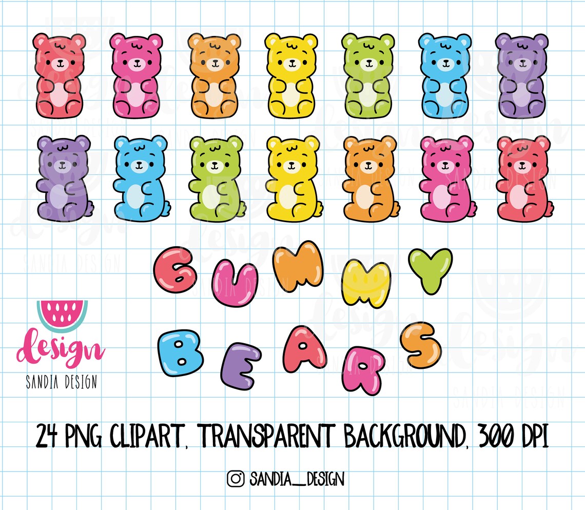 Doodle Gummy Bears Clipart Set. Personal and Comercial Use. - Etsy