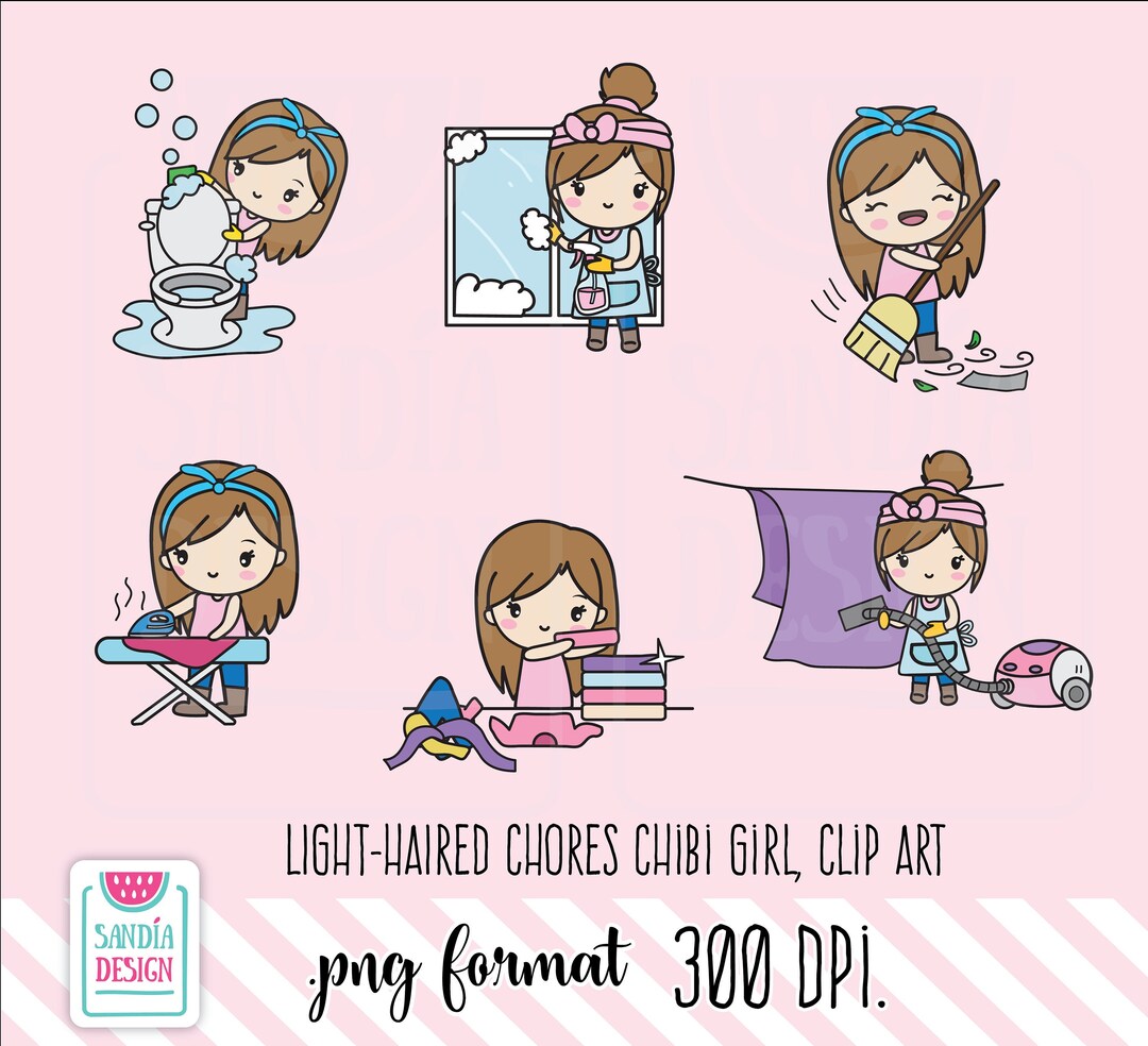 Light-haired Chores, Clipart, Chibi Girl, Personal and Commercial Use ...