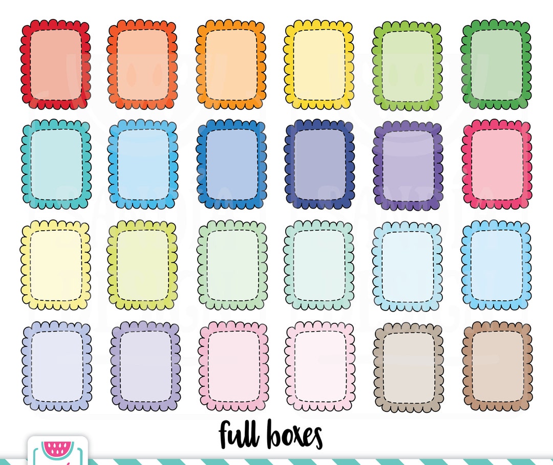 Doodle Full Box Scallop Clipart. Personal and Commercial Use. - Etsy