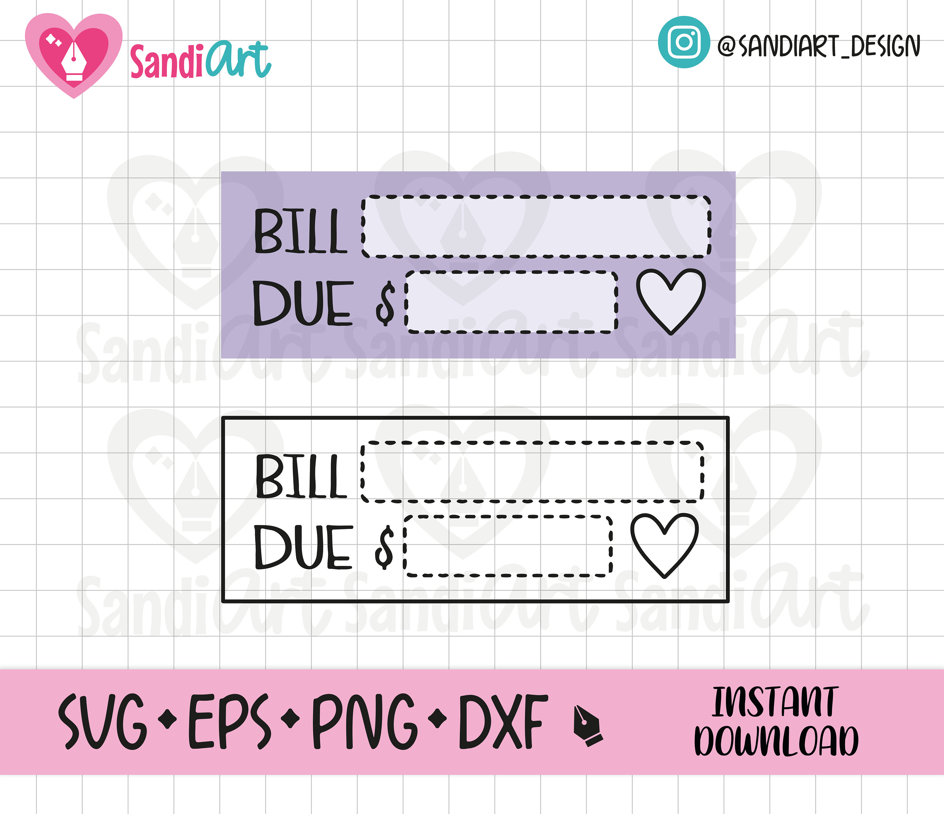 Bill Due, SVG, PNG, DXF, Outline - Etsy