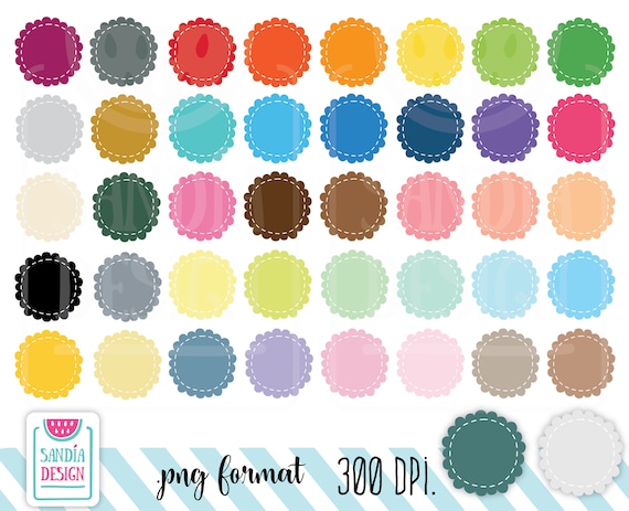 42 Stitched Circle Scallops Clipart. Personal and comercial | Etsy