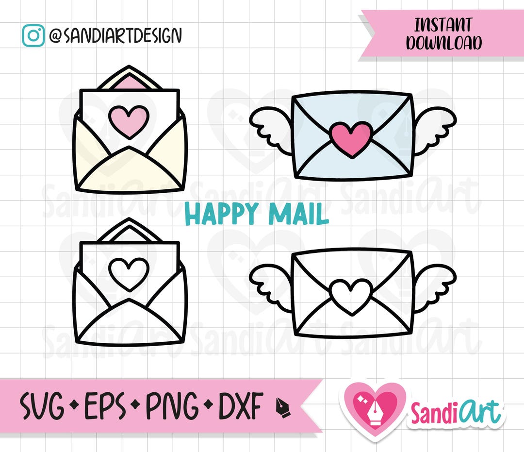 Happy Mail Icon, Doodle Envelope, SVG, PNG, PSD, Outline,personal and ...