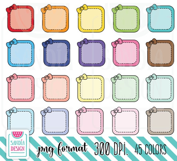 45 Doodle Stitched Square Box With Bow Clipart. Personal and | Etsy