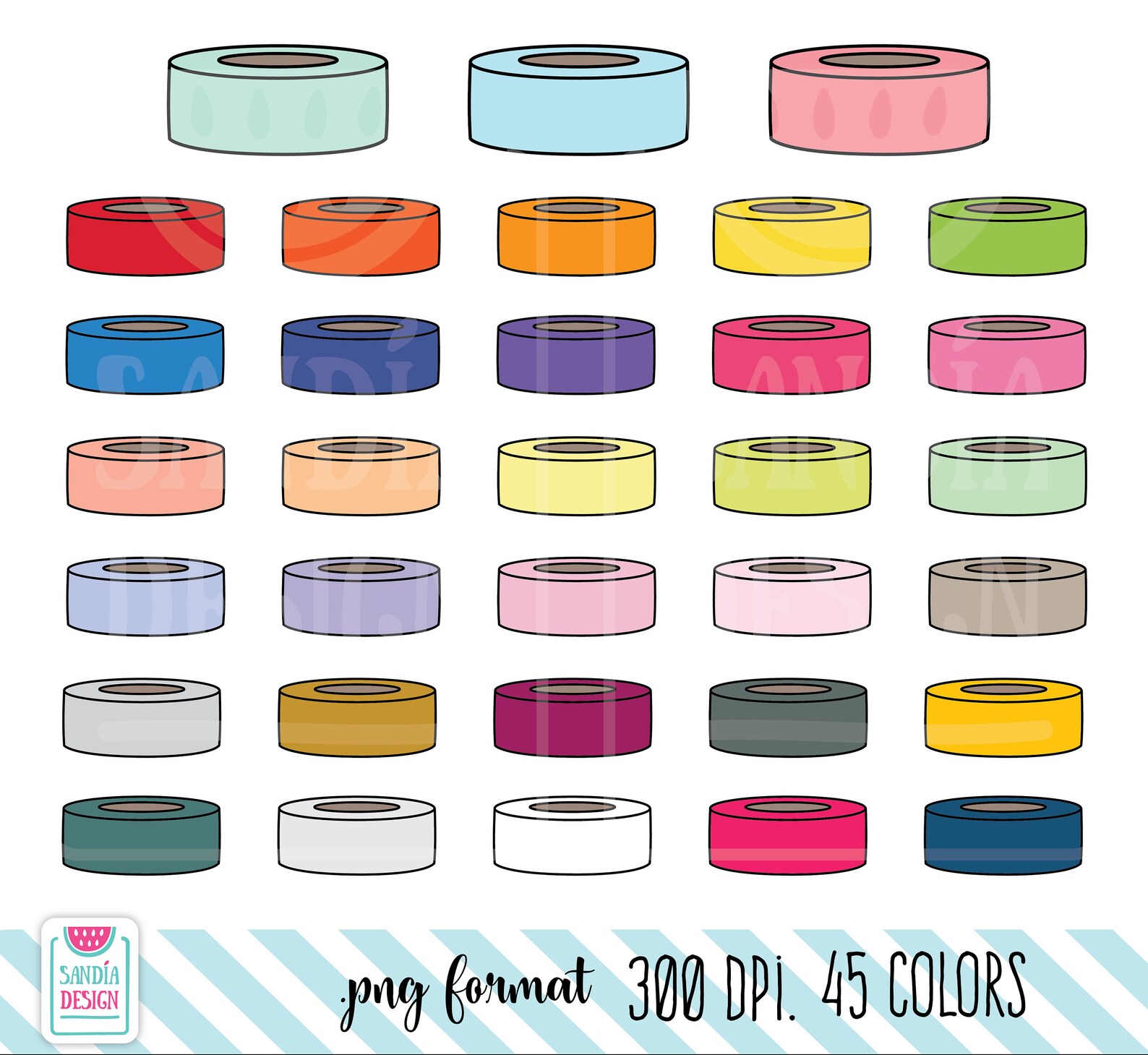 90 Doodle Washi Tape Clipart. Personal and Commercial Use. - Etsy