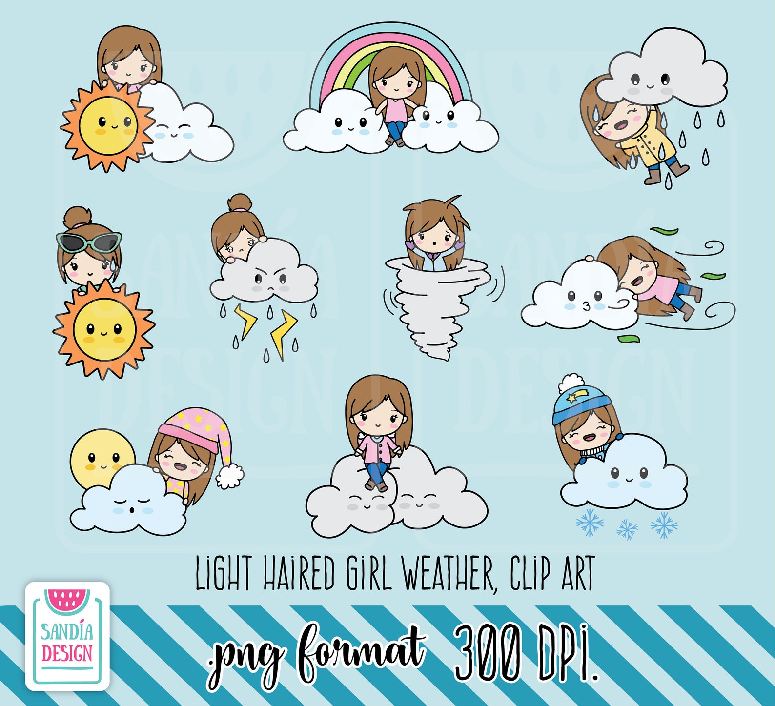 Light-haired Weather Girls, Clipart, Chibi Girl, Personal and ...