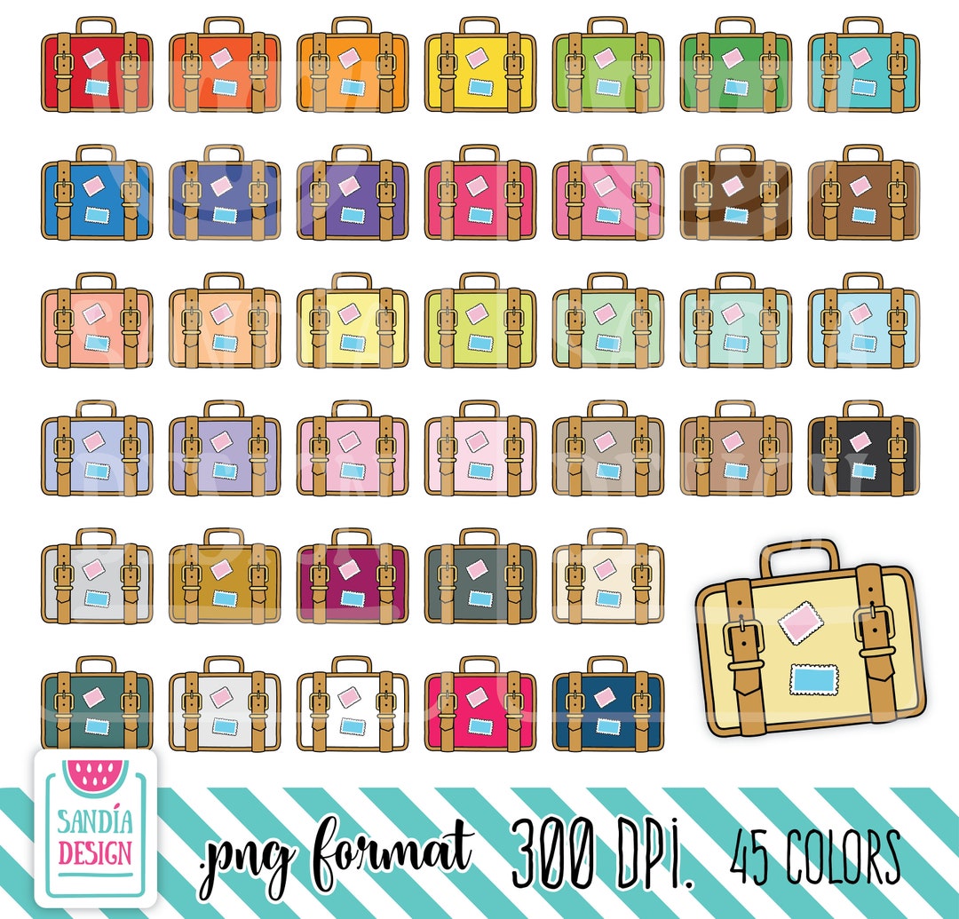 45 Doodle Suitcase Clipart. Travel Clipart. Personal and Commercial Use ...