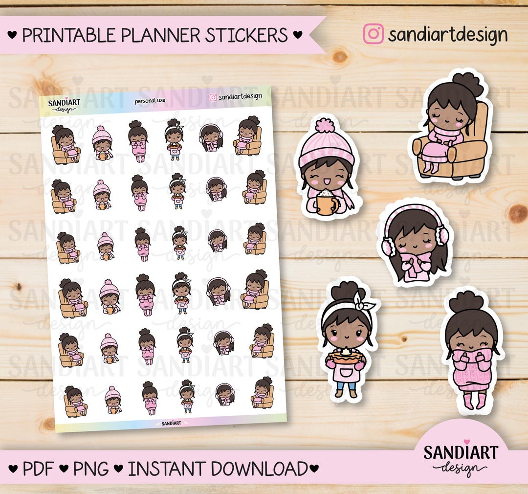 Sandy Cozy Autumnprintable Planner Stickers, Printable Sticker Sheet ...