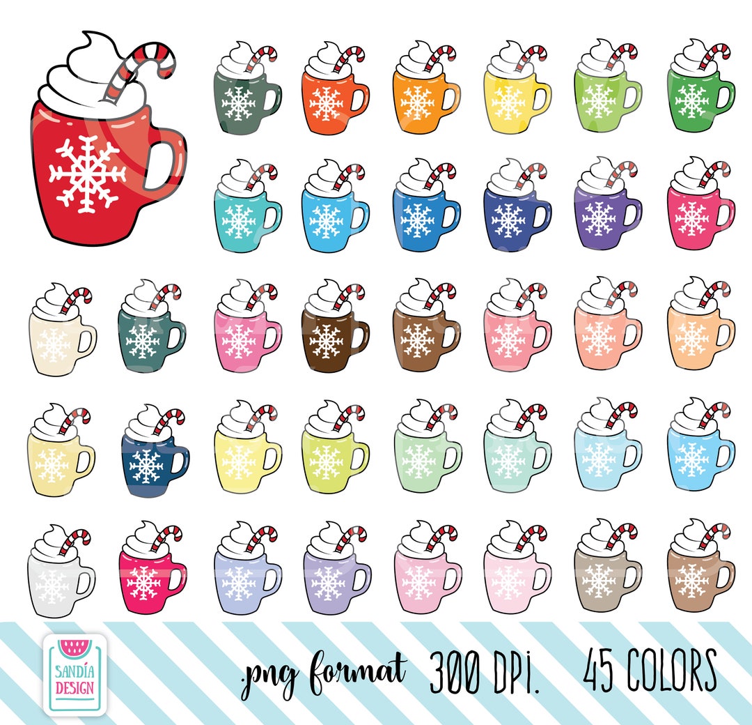 45 Doodle Christmas Coffee, Hot Chocolate Clipart. Personal and ...