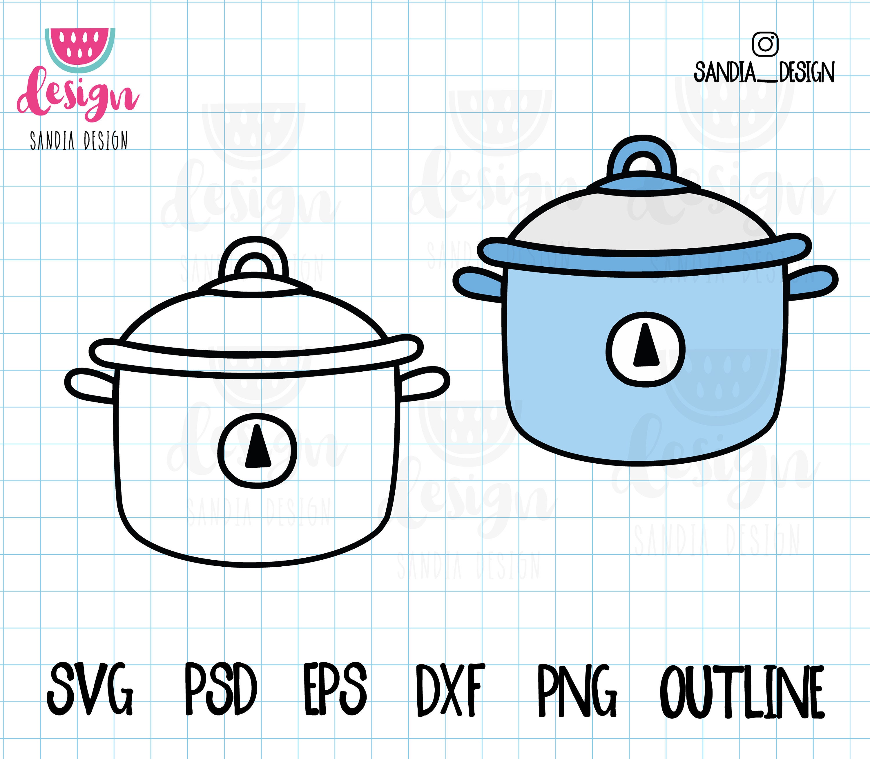 Doodle Crockpot, SVG, PNG, Psd, Outline, Personal and Commercial Use - Etsy