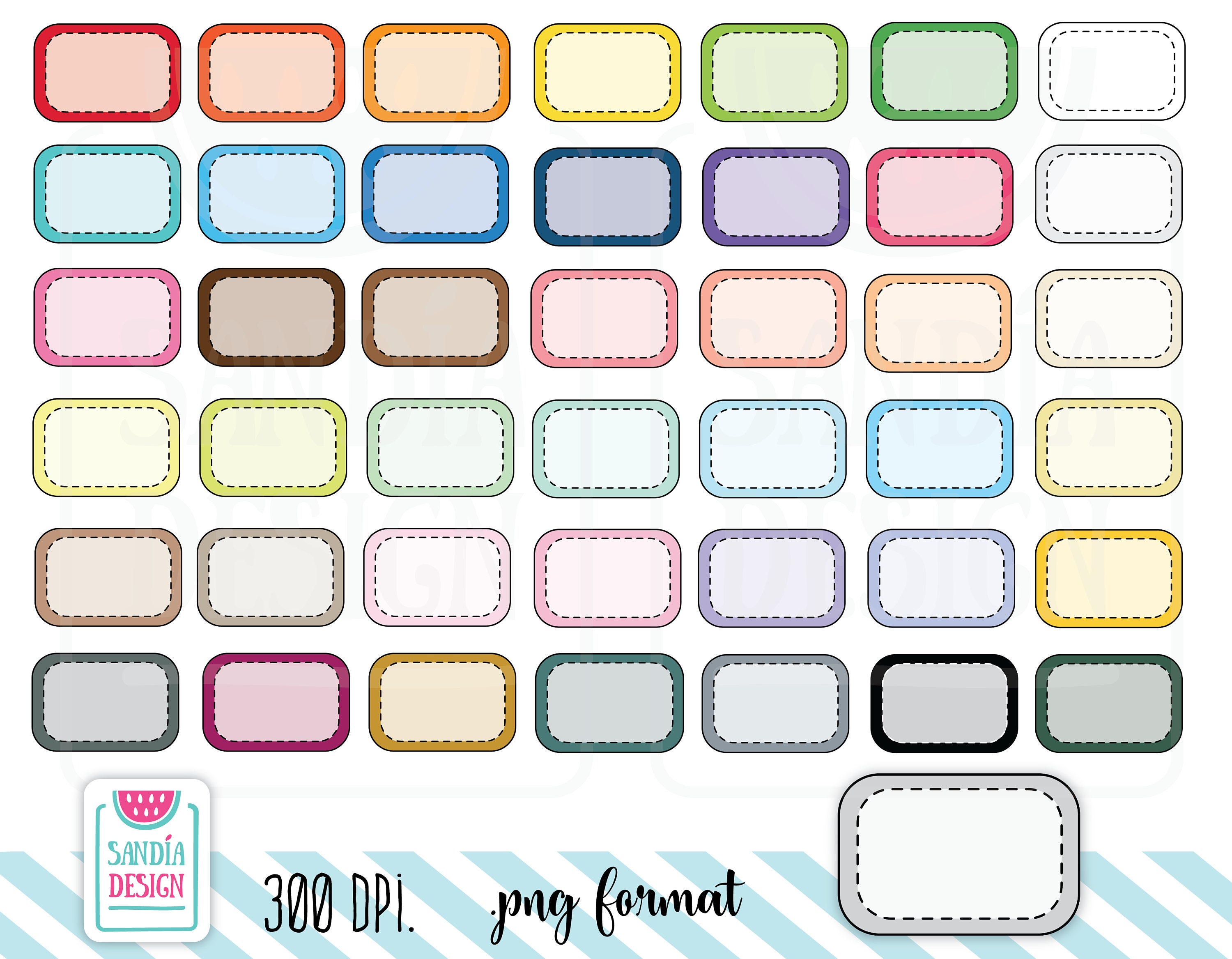 Doodle Stitched Half Box Clipart. Half Box Clipart. Personal and ...