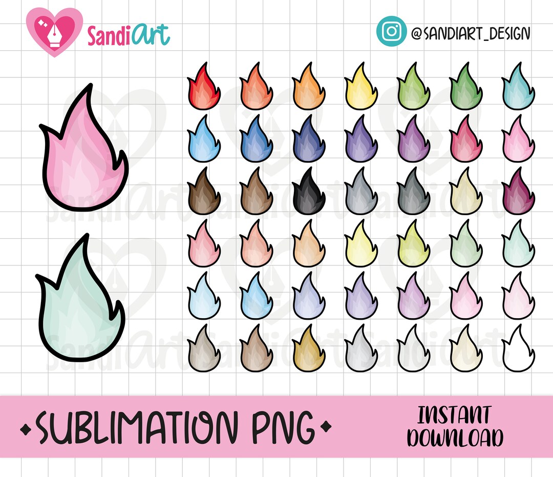 Doodlecute Fire Flame, Sublimation PNG Clipart - Etsy