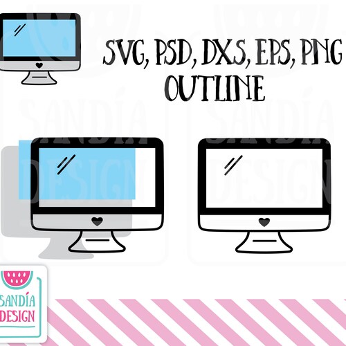 Doodle Laptop SVG PNG PSD Outline Dxf Personal and - Etsy