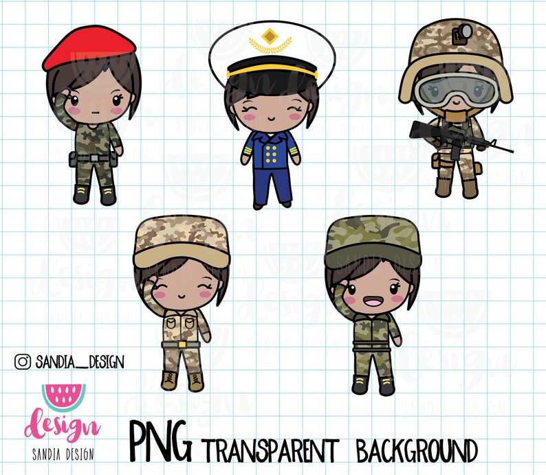 Chibi Chibi Military Girl Brunette Chibi Girl Girl Sticker - Etsy