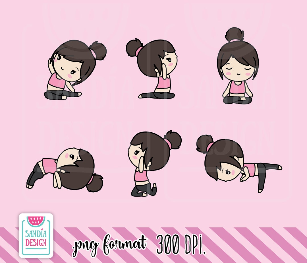 Dark-haired Yoga, Clipart, Chibi Girl, Personal and Commercial Use - Etsy
