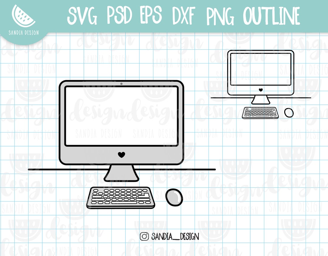 Doodle Desk, Computer SVG, PNG, Psd, Outline, Personal and Commercial ...