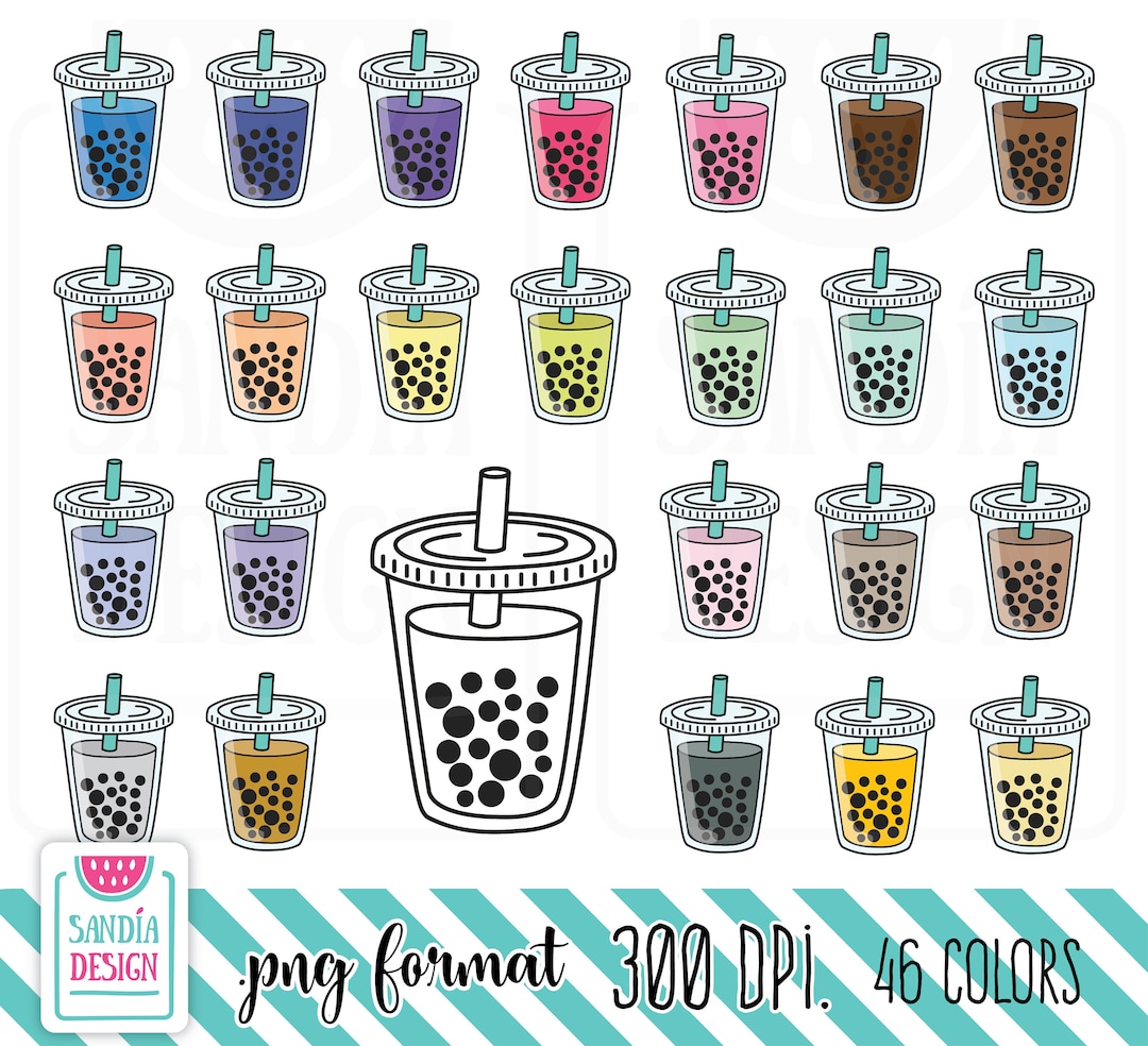 46 Doodle Boba Bubble Tea, Clipart. Personal and Commercial Use. - Etsy