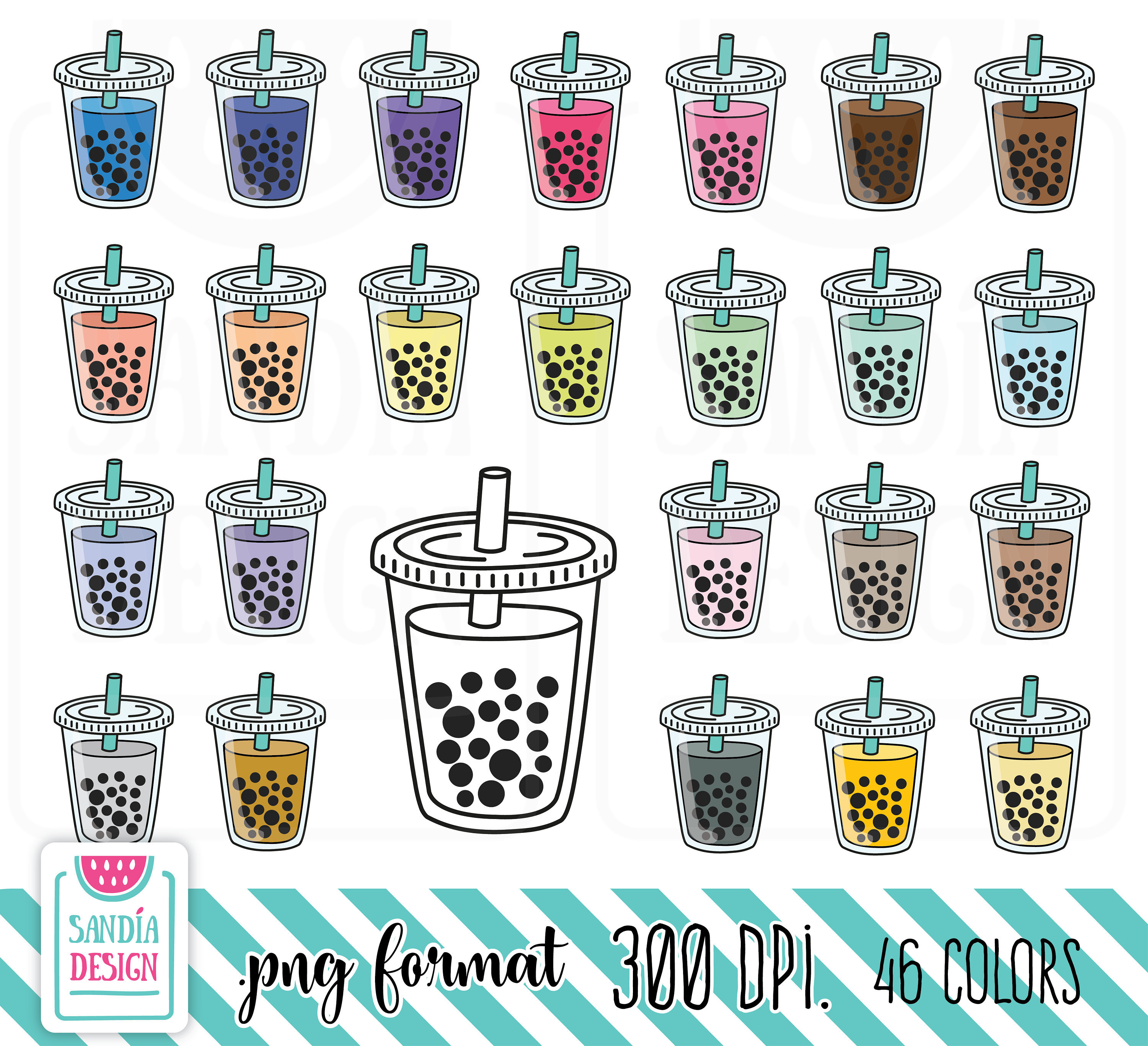 46 Doodle Boba Bubble Tea Clipart. Personal and Comercial - Etsy Norway