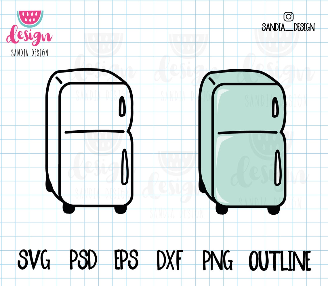 Doodle Fridge, Freezer, SVG, PNG, Psd, Outline, Personal and Commercial ...
