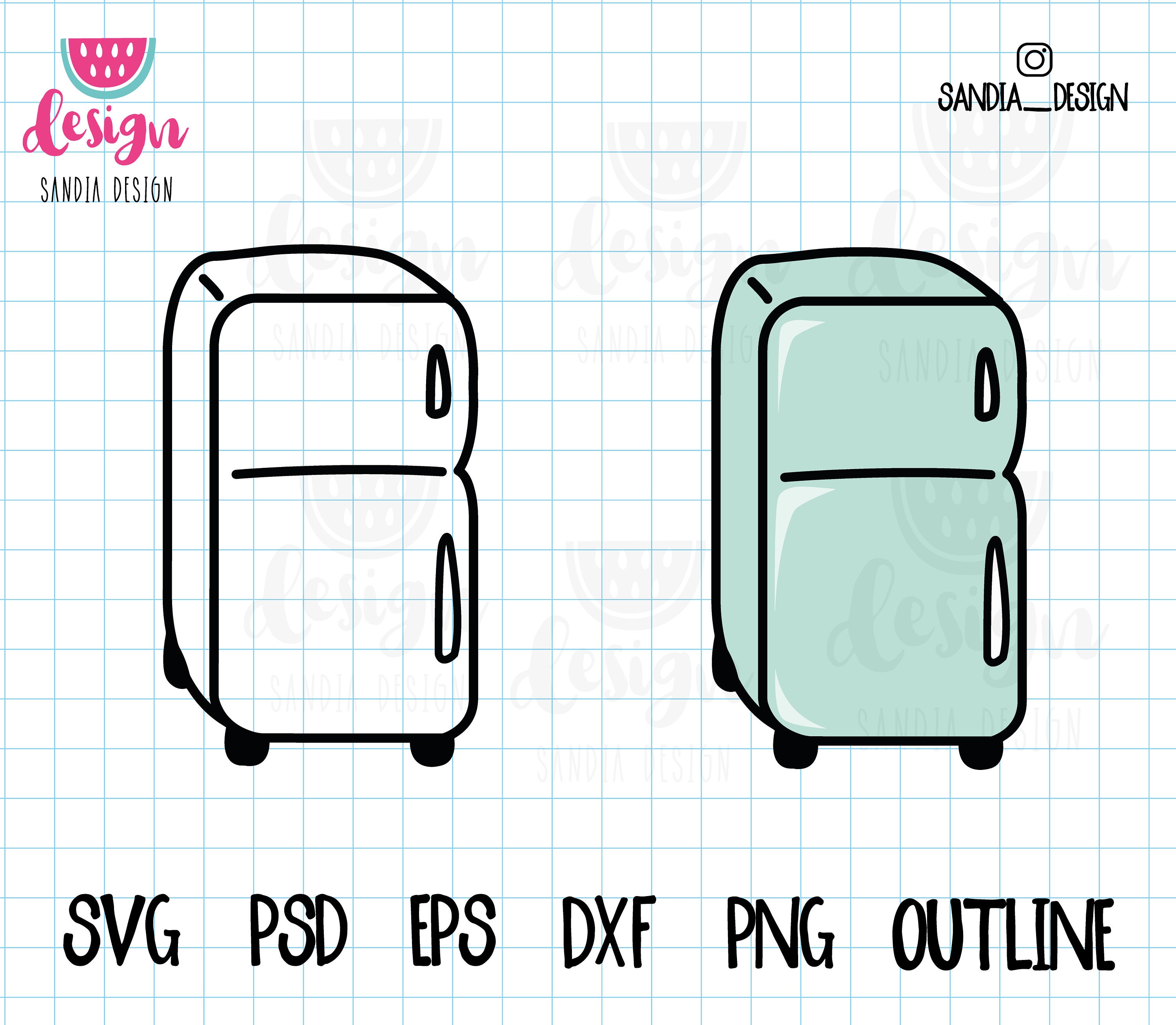 Doodle Fridge Freezer SVG PNG Psd outline personal and | Etsy