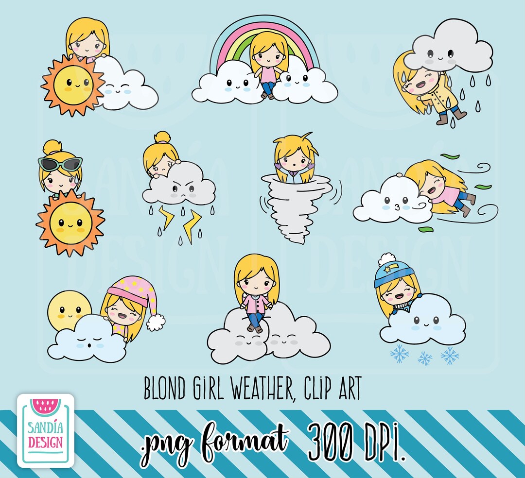 Blond Weather Girls Clipart Chibi Girl Personal and - Etsy