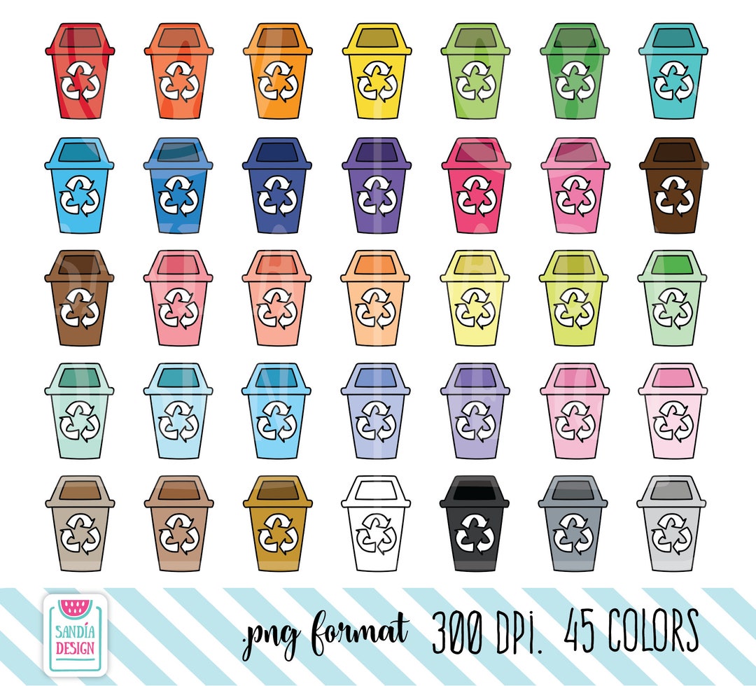 45 Doodle Recycle Bins Clipart. Personal and Commercial Use. - Etsy