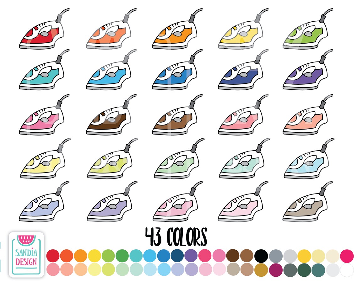43 Doodle Clothes Iron Clipart. Personal and Comercial Use. - Etsy
