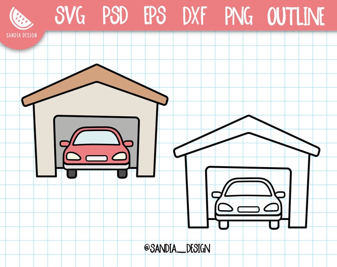 Doodle Garage, SVG, PNG, Psd, Outline, Personal and Comercial Use - Etsy