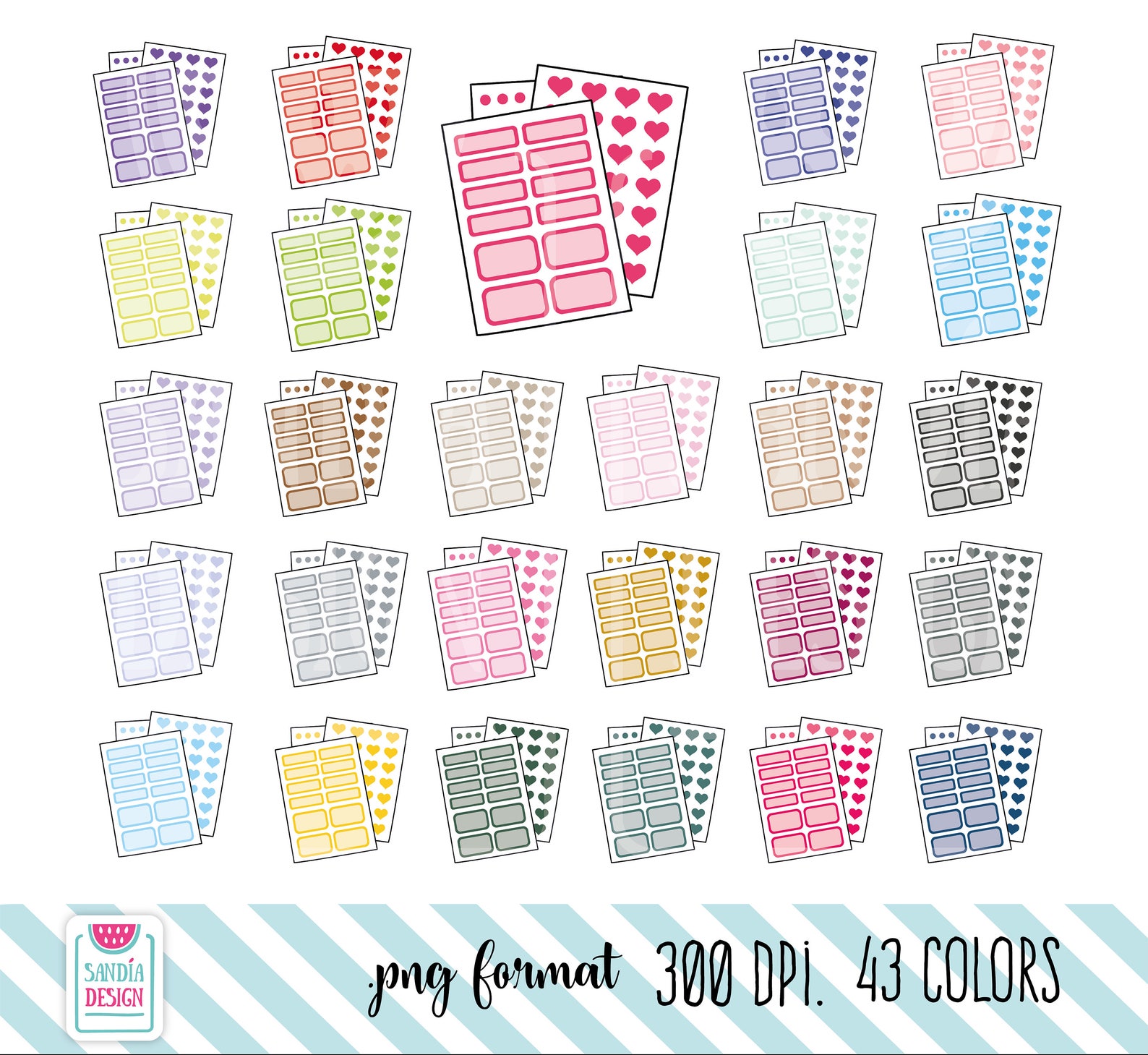 43 Planner Stickers Sheet Clipart. Personal and Comercial Use. | Etsy